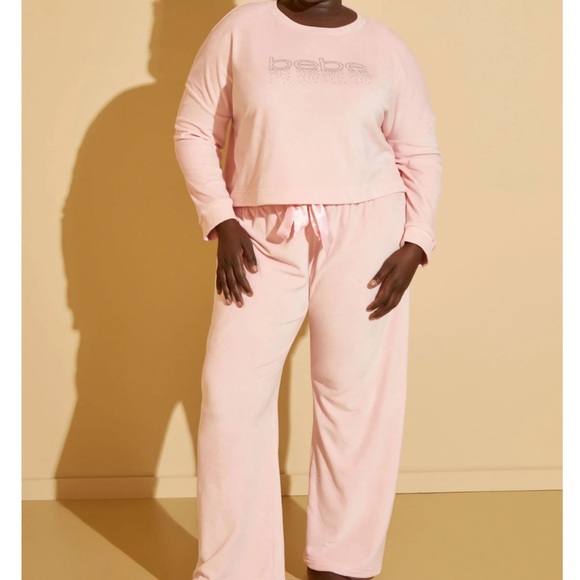 bebe | Intimates & Sleepwear | Plus Bebe Pink Velour Top And Bottom ...